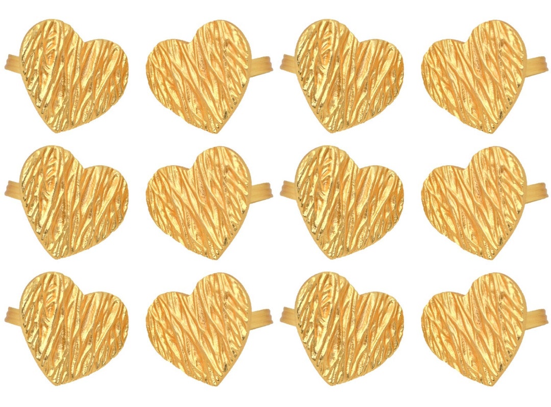 Gold Rustic Heart Napkin Rings Set, Exquisite Gold Napkin Rings for ...