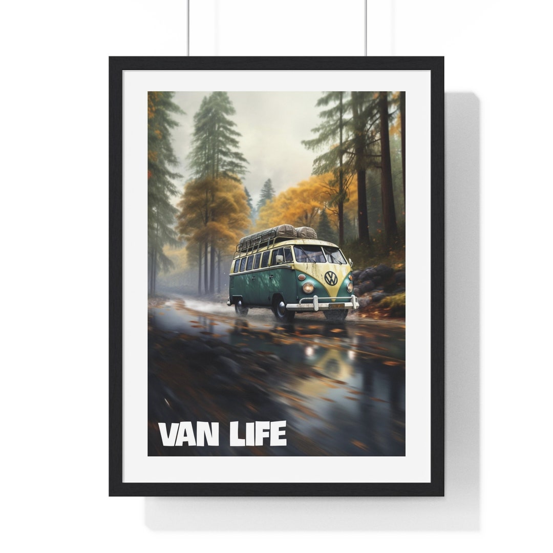 Van Life Campervan Forest Rain Poster. Instant Download Printable PDF ...
