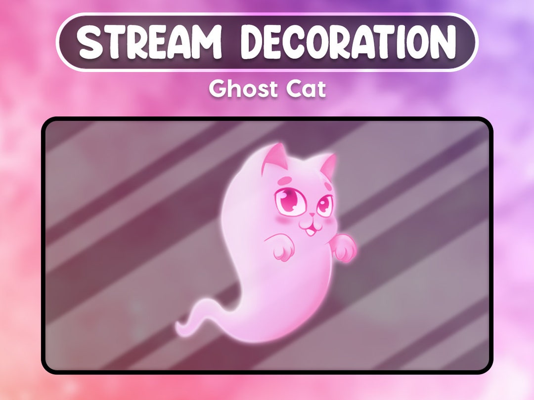 Ghost Cat Animated Stream Decoration Cute Animal Pink Streamer Gift ...