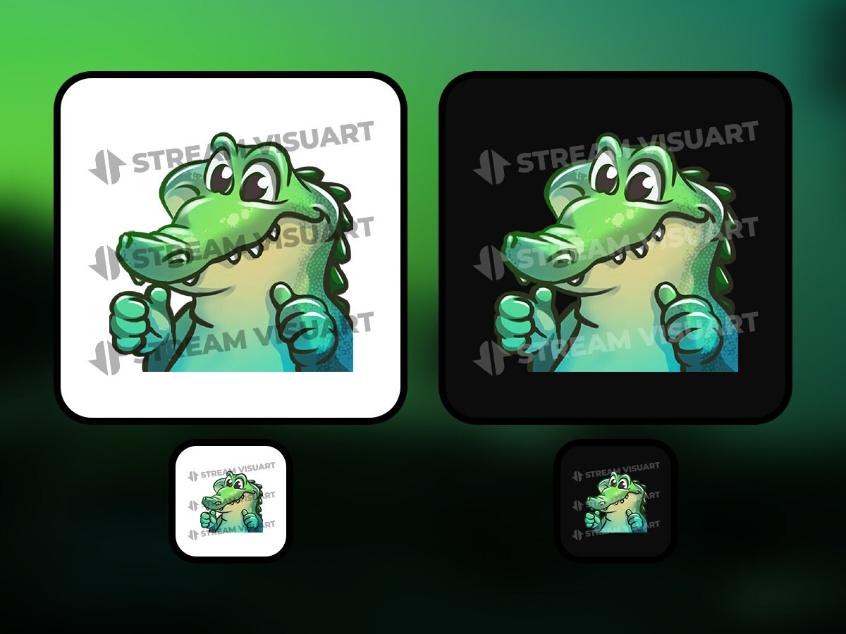 Crocodile Twitch Emotes Pack 6x Cute Green Animal Alligator Reptile ...