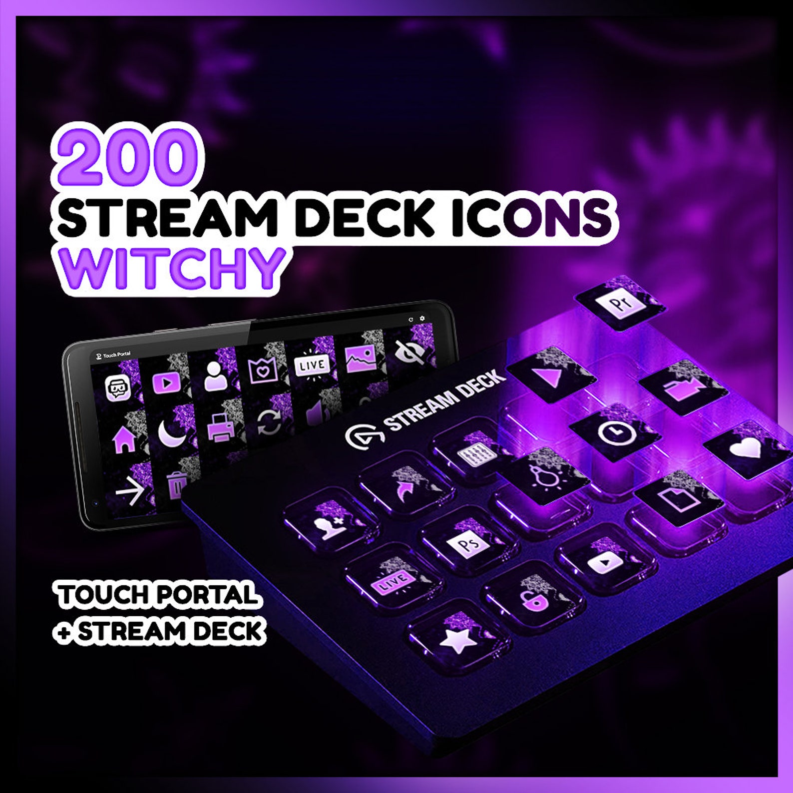 Witchy Stream Deck Icons 200 Twitch Streamers Purple Goth Designs Compatible With Elgato ...