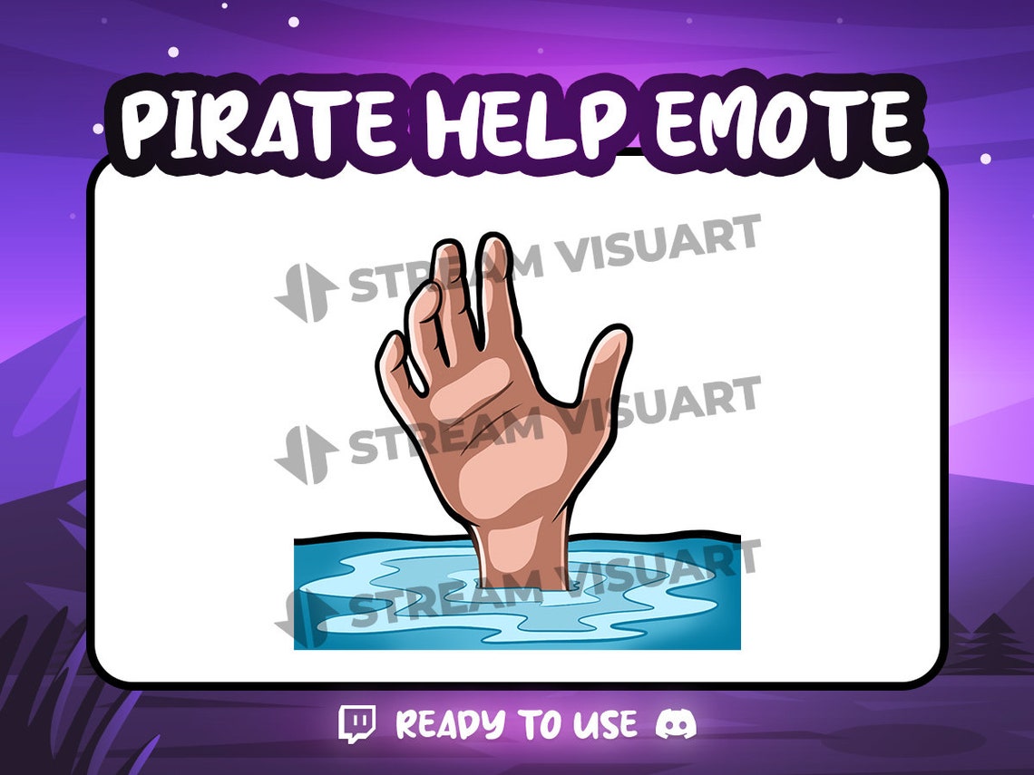 Pirate Help Twitch Emote Discord Emoji Kick Subscriber Hand Drowning ...