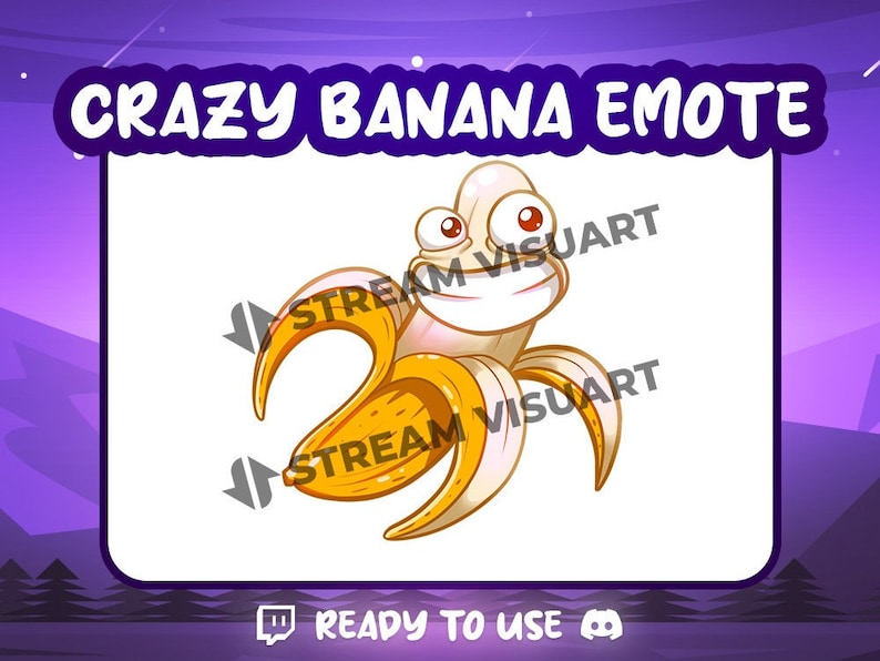 Crazy Banana Twitch Emote Discord Emoji Kick Subscriber Insane Funny ...