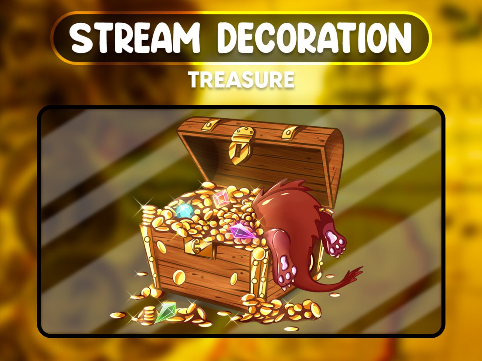 Treasure Animated Stream Decoration Golden Chest Dragon Streamer Gift ...