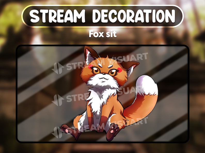 Fox Sit Animated Stream Decoration Cute Animal Ginger Streamer Gift ...