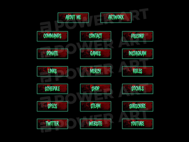 Spooky Twitch Panels X20 Pack Horror Gaming Stream Design Instant ...