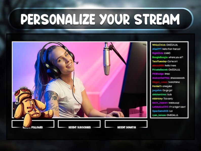 Voodoo Doll Animated Stream Decoration Halloween Occult Spooky Streamer ...