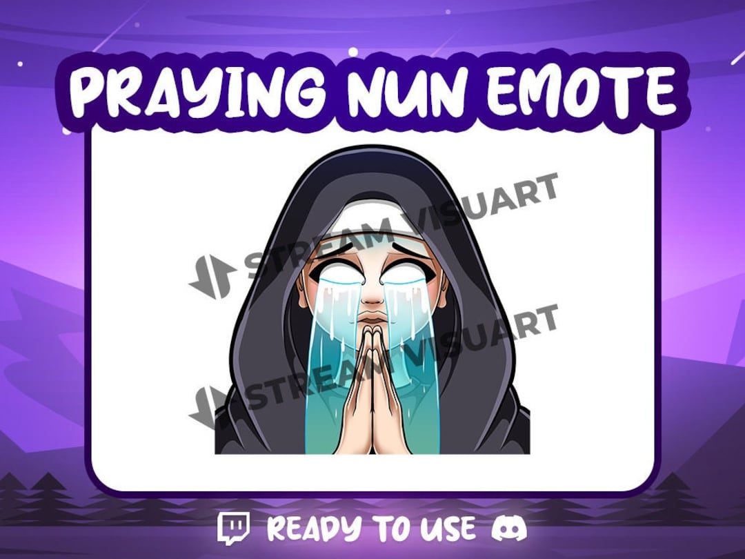 Praying Nun Twitch Emote Discord Emoji Youtube Subscriber Cry - Etsy UK