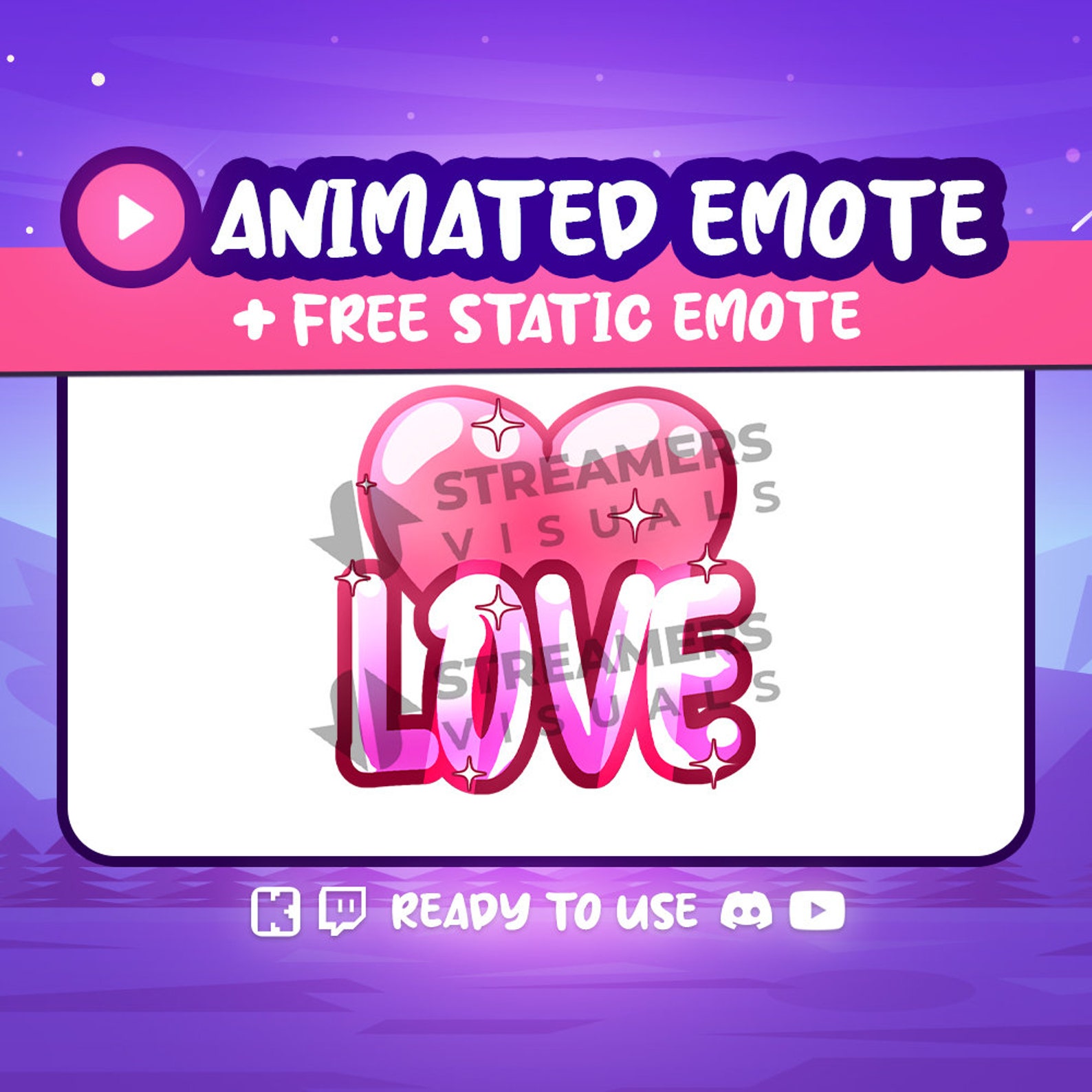 Heart Animated Twitch Emote: Pink Love Stream Emoji (digital Download ...