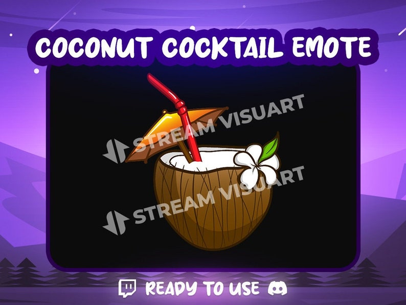 Coconut Cocktail Twitch Emote Discord Emoji Kick Subscriber Summer ...