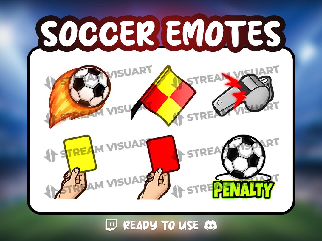 Soccer Twitch Emotes Pack 6x Football Player Sports Ball Red Yellow ...