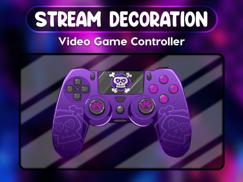 Video Game Controller Animated Stream Decoration Purple Streamer Gift ...