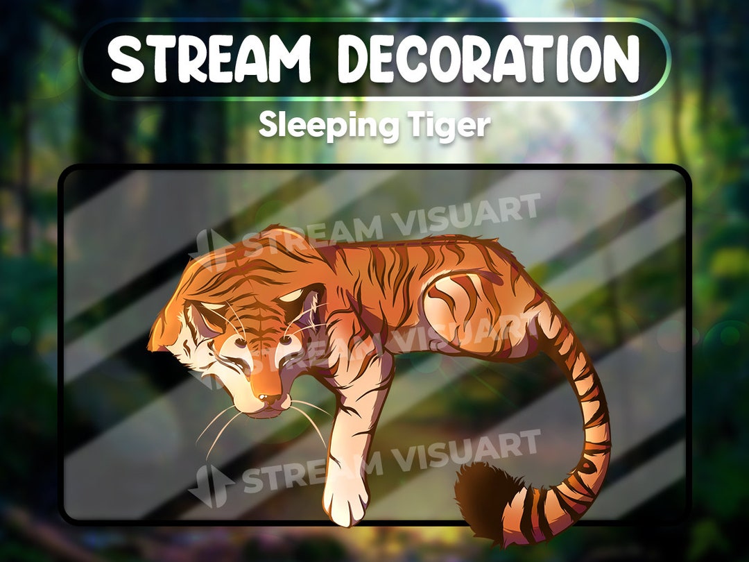 Sleeping Tiger Animated Stream Decoration Animal Feline Streamer Gift ...