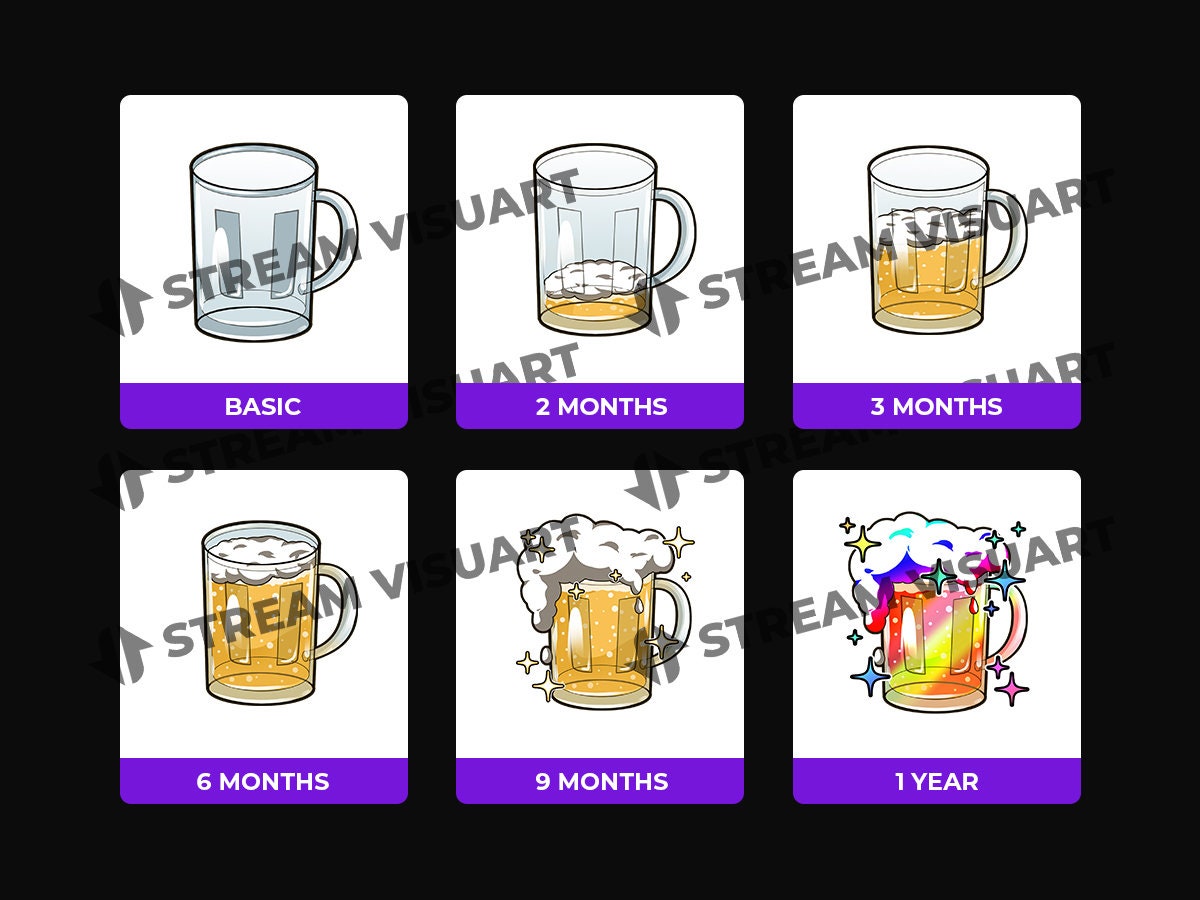 Beer Pint Twitch Sub Badges X6 Party Congrats Cheers Drink Beverage ...