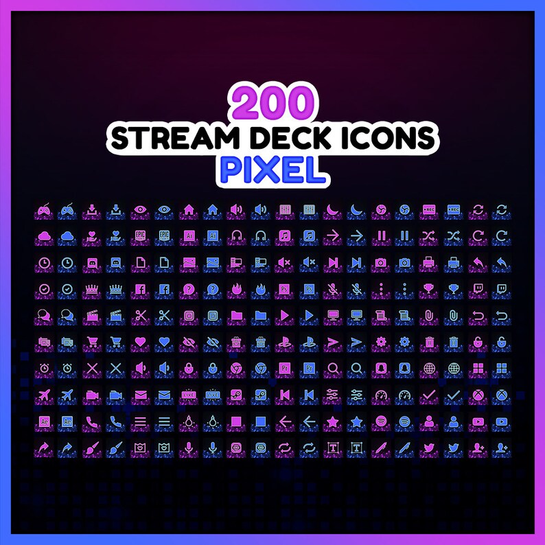 Pixel Stream Deck Icons 200 Twitch Streamers Retro Designs Compatible ...
