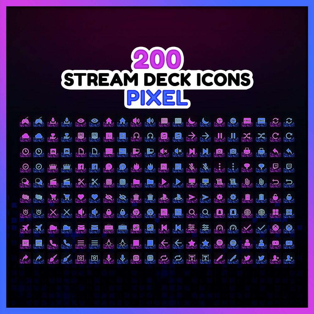 Pixel Stream Deck Icons 200 Twitch Streamers Retro Designs Compatible ...
