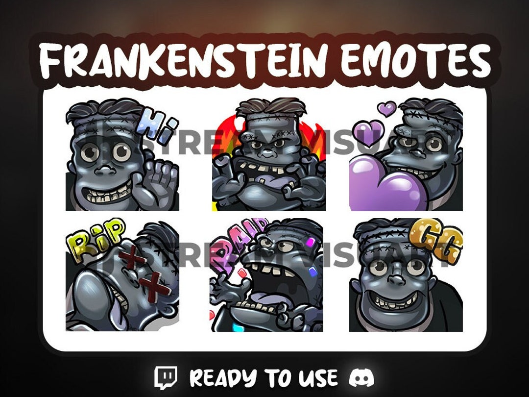 Frankenstein Twitch Emotes Pack 6x Monster Horror Halloween Gothic ...