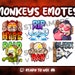 Horror Monkey Twitch Emotes Pack 6x Cute Scary Creepy Spooky Fear ...