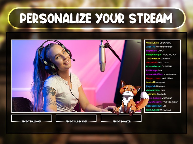 Fox Sit Animated Stream Decoration Cute Animal Ginger Streamer - Etsy