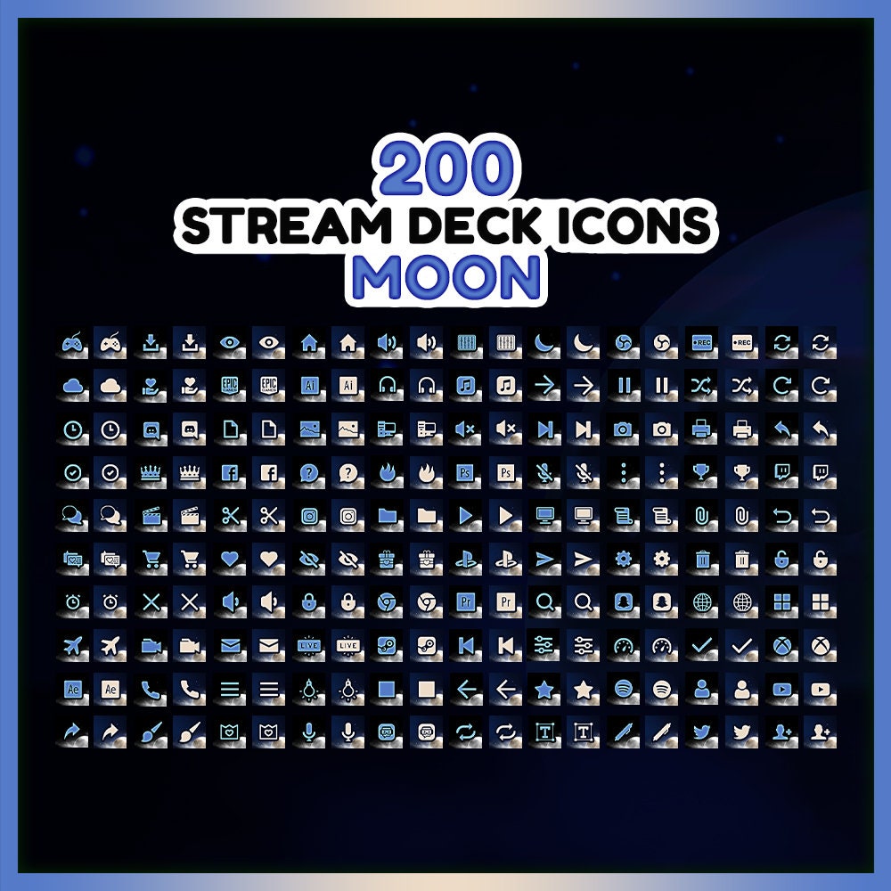 Moon Stream Deck Icons: 200 Twitch Streamer Designs - Etsy