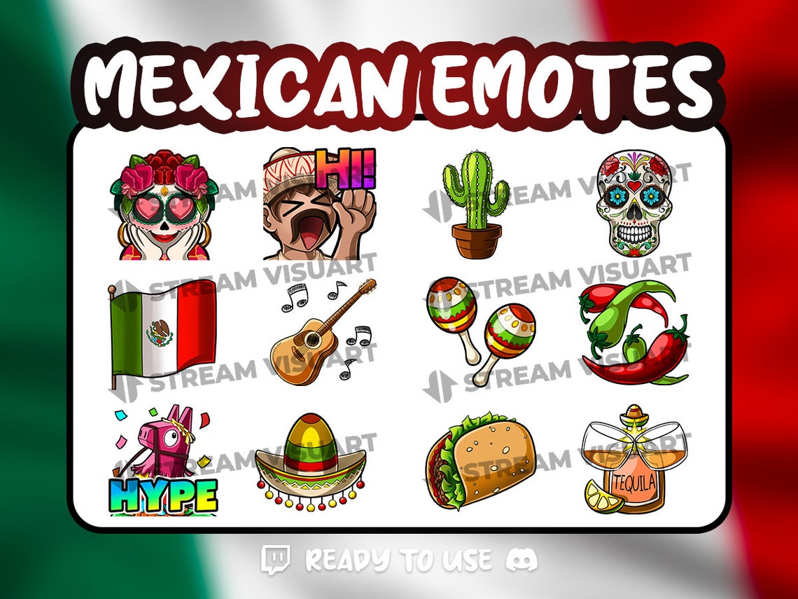 Mexican Fiesta Twitch Emotes: Chili, Tequila, Sombrero (digital ...