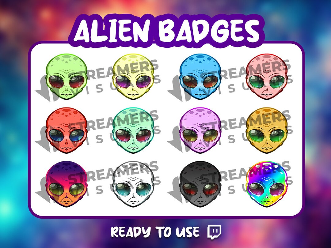 Alien Twitch Sub Badges Extraterrestrial UFO Outer Space Sci-fi Martian ...