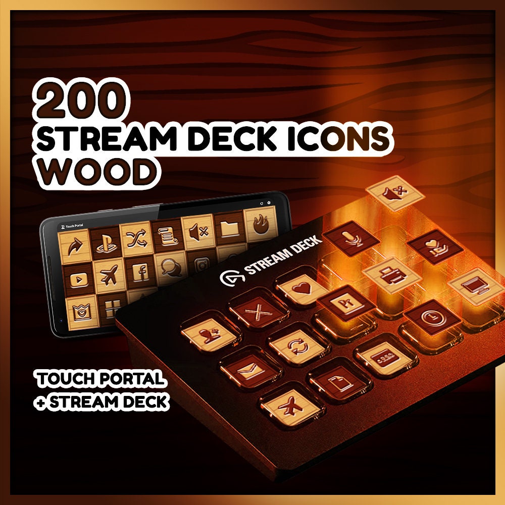 Wood Stream Deck Icons 200 Twitch Streamers Cool Brown Goth - Etsy