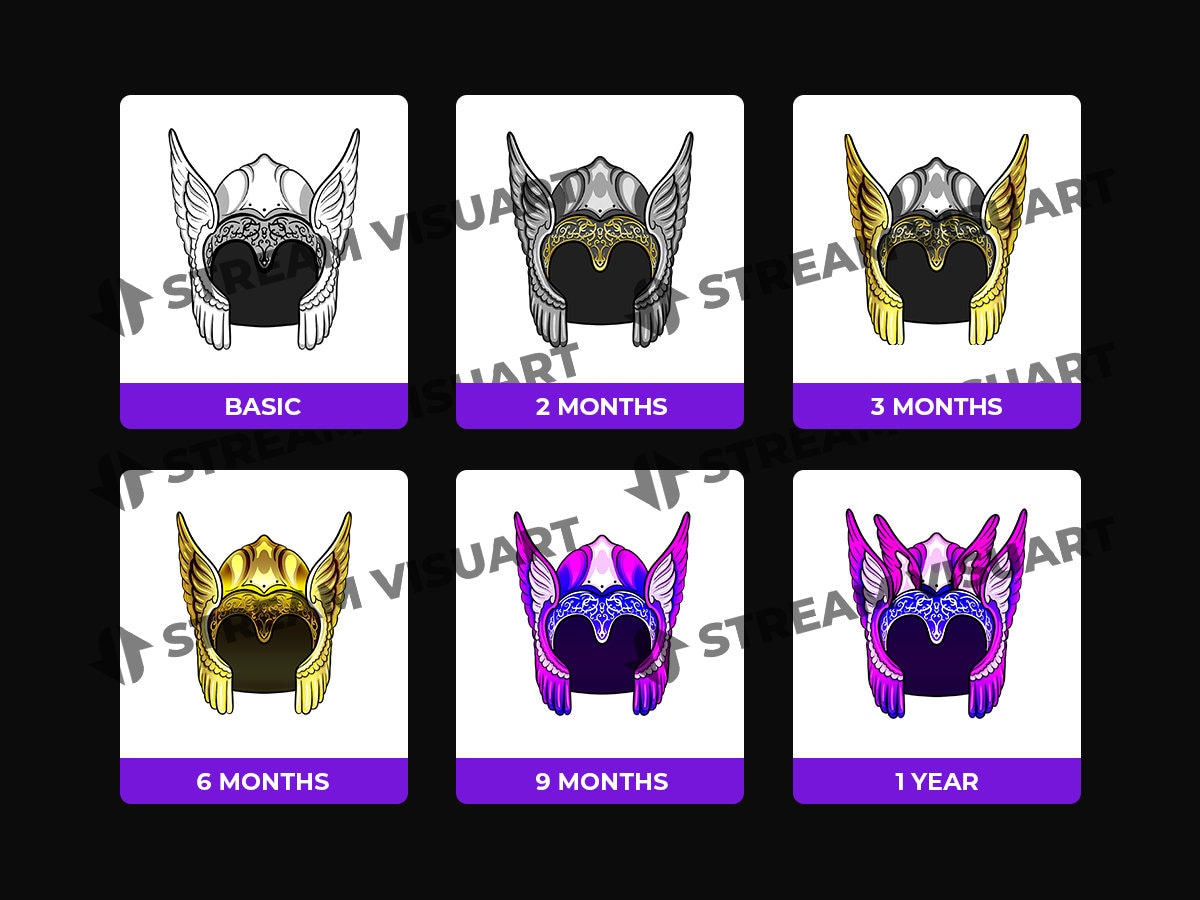 Valkyrie Helmet Twitch Sub Badges: Norse Warrior Streaming Gift ...