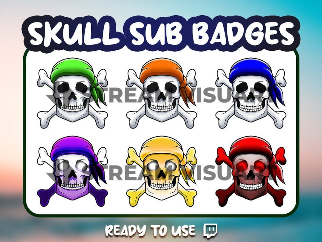 Skull Pirate Twitch Sub Badges X6 Ship Flag Death Treasure Jewelry ...