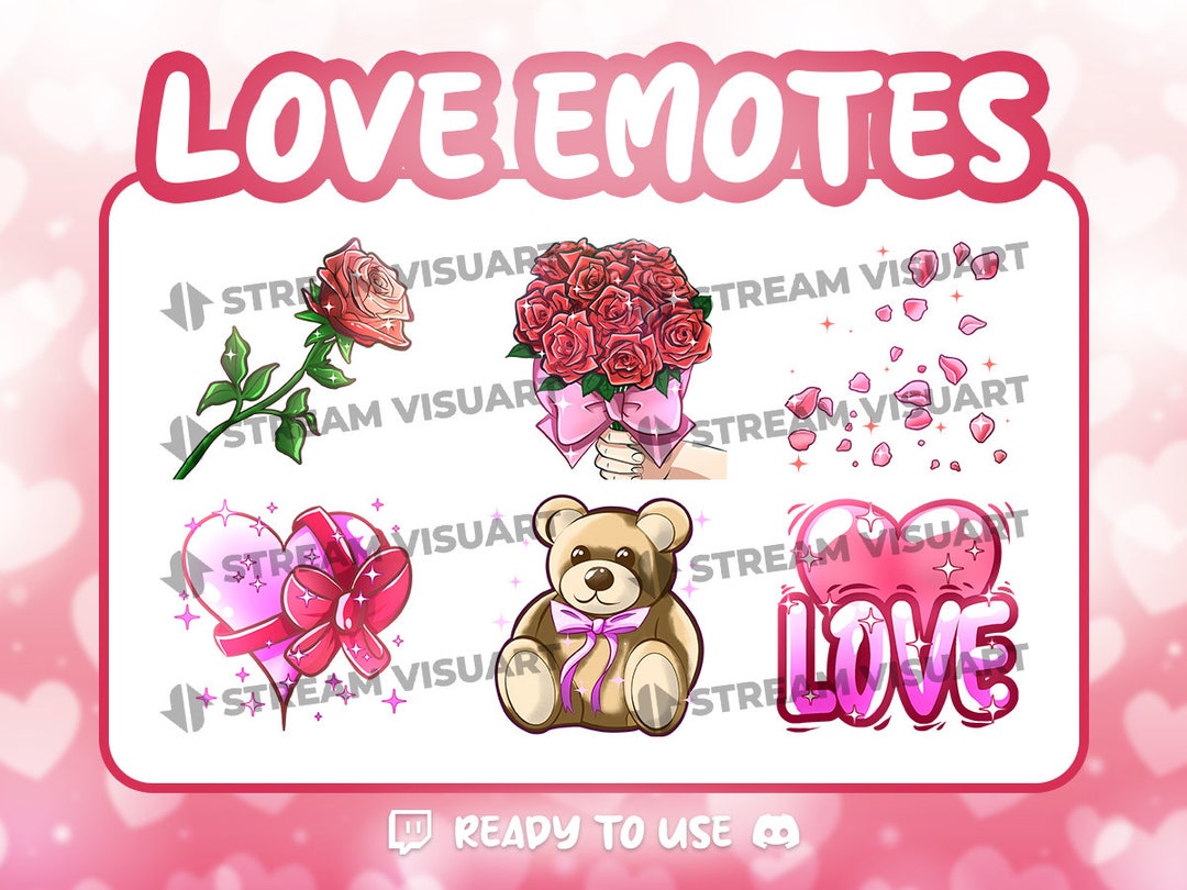 Love Twitch Emotes Pack 6x Romantic Affection Valentine's Day Gift Rose ...