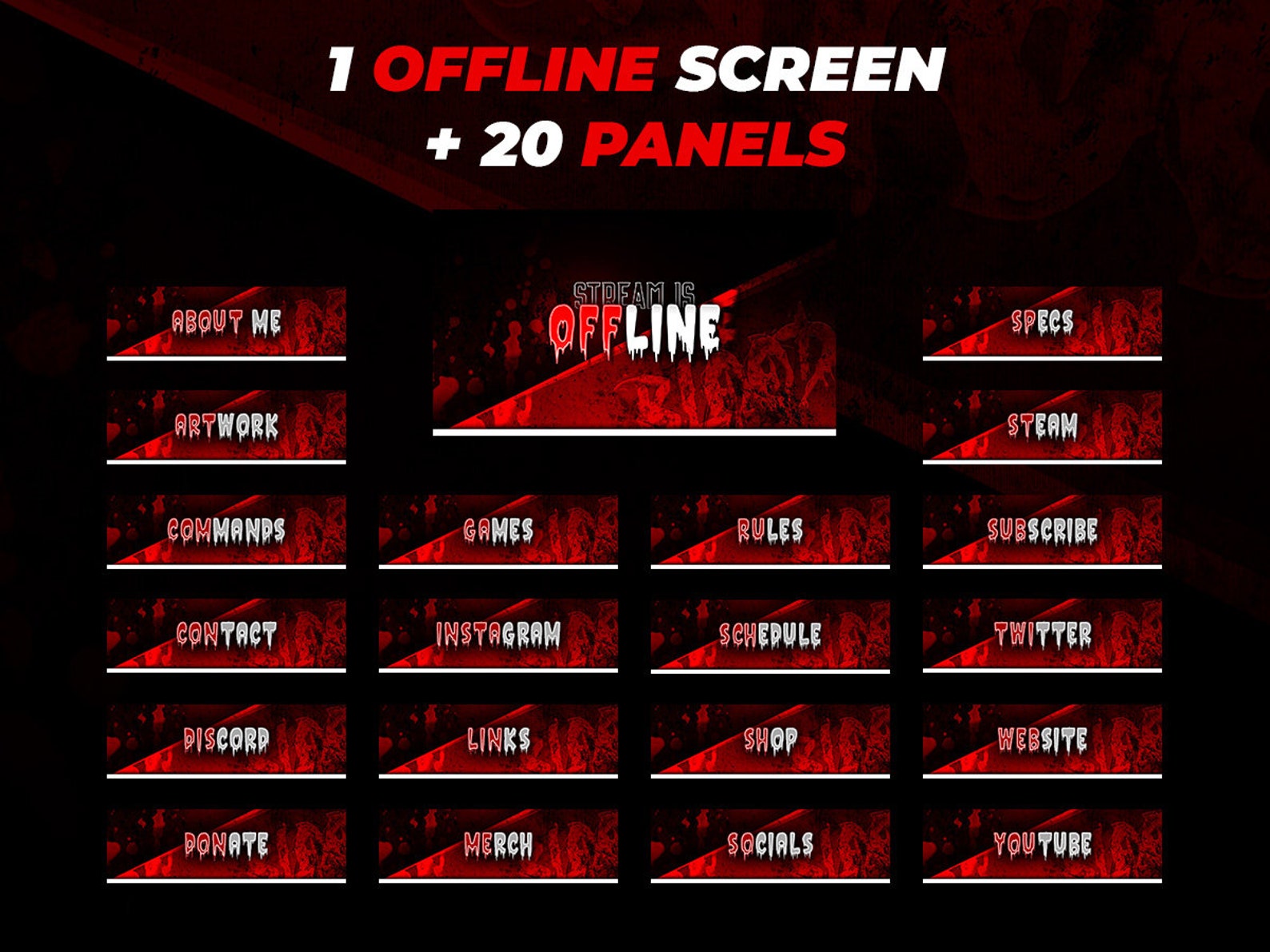 Bloody Twitch Overlay Package Horror Aesthetic Red Animated - Etsy