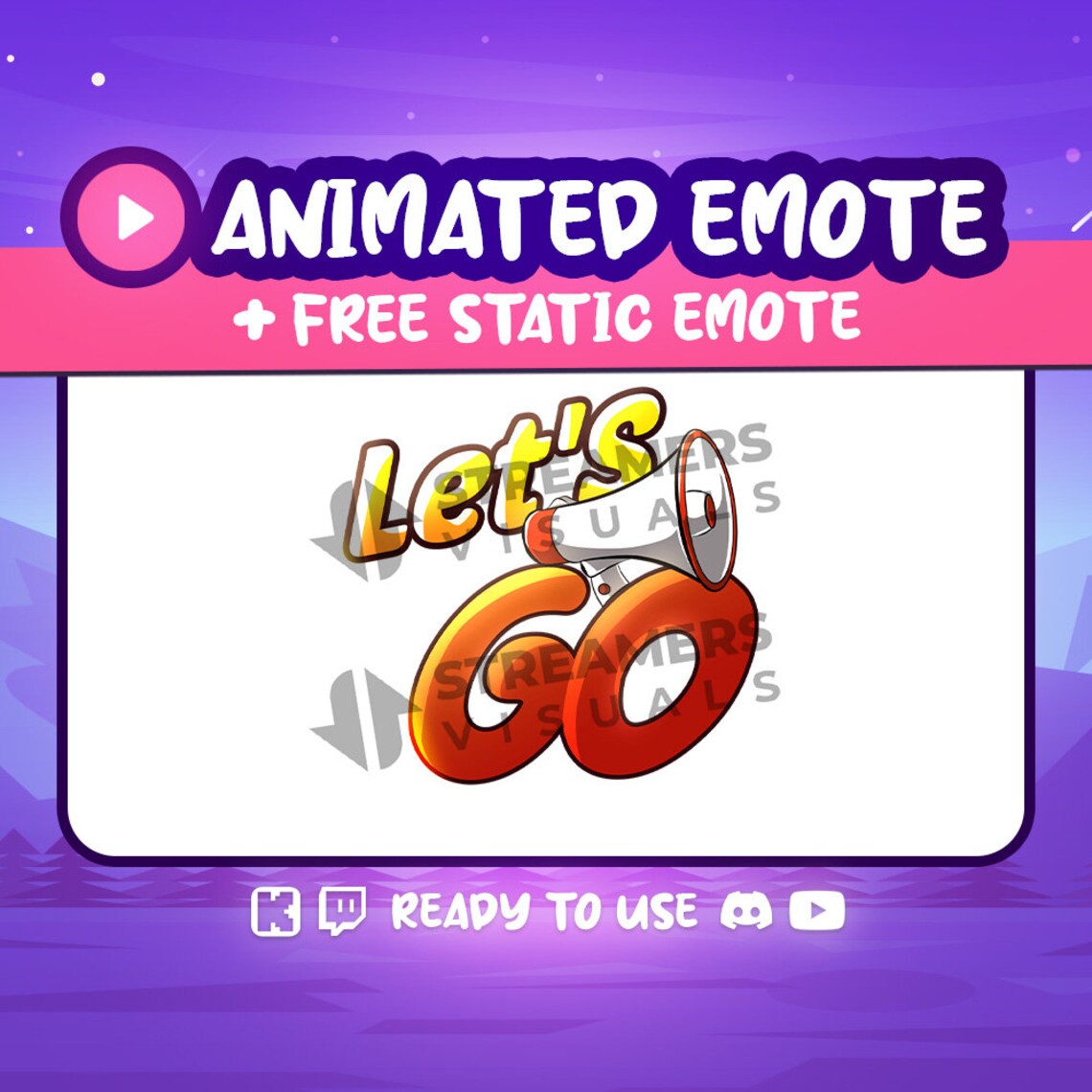 Let's Go Twitch Emote Discord Emoji Kick Subscriber Take Action Start ...