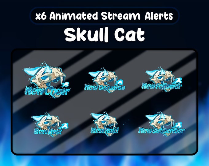 Skull Cat X6 Animated Alert Box Halloween Spirit Soul Fire Cool ...