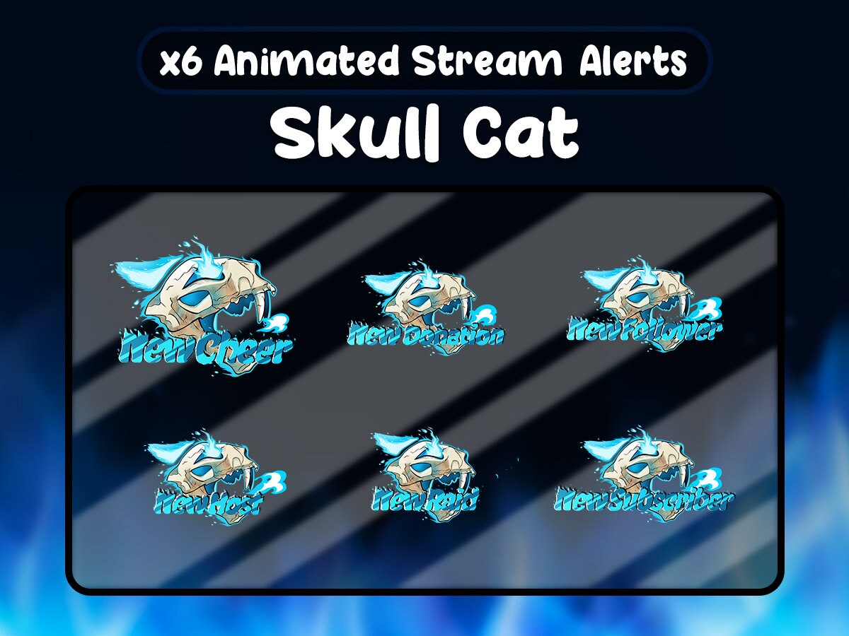 Skull Cat X6 Animated Alert Box Halloween Spirit Soul Fire Cool ...