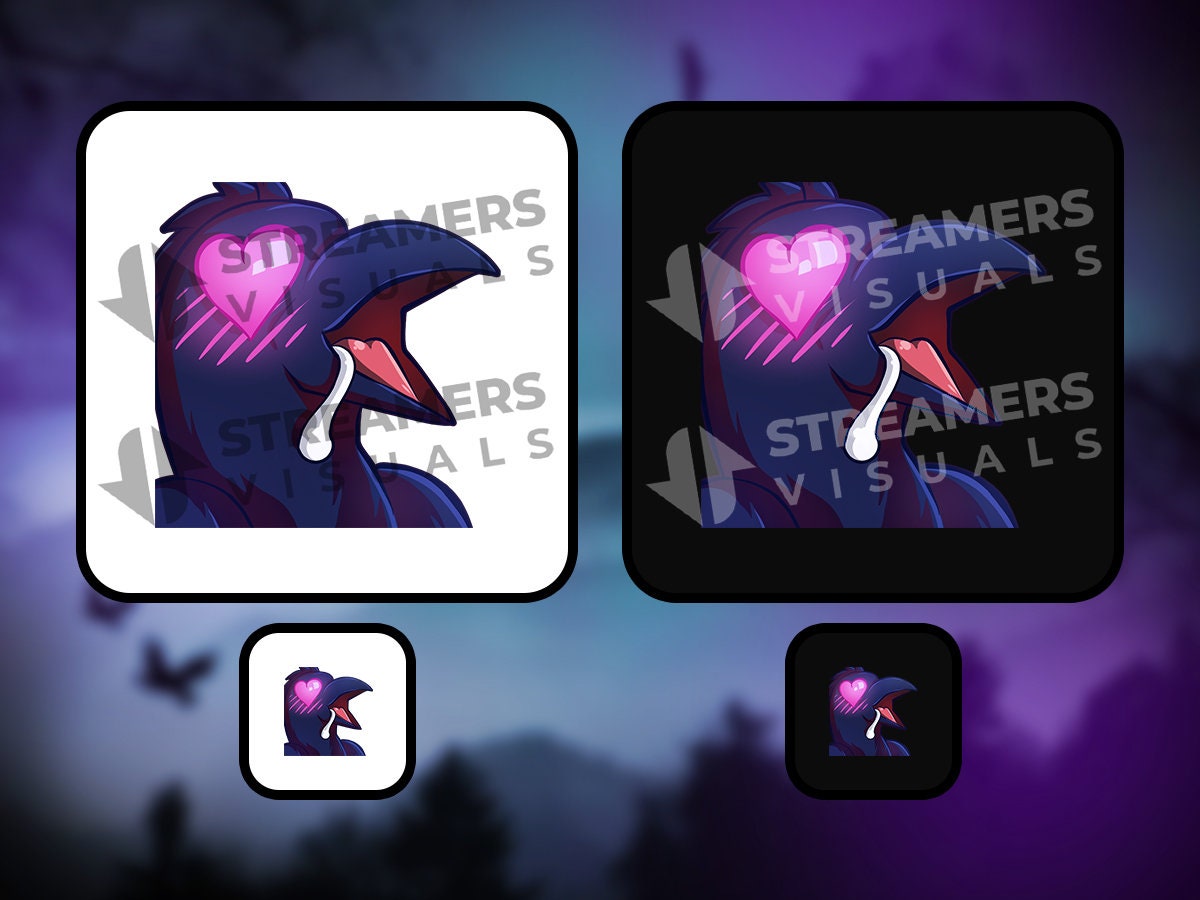 Raven Twitch Emotes Pack 6x Crow Black Bird Corvid Feathers Gothic ...