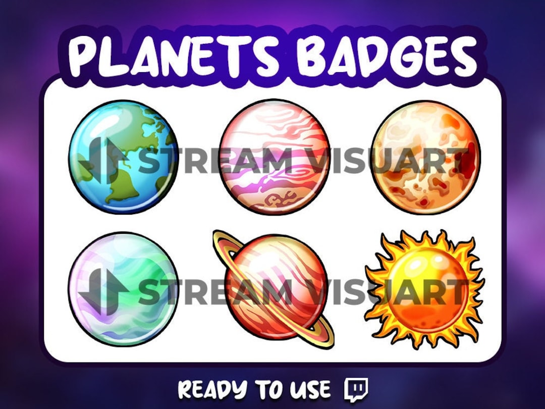 Planets Twitch Sub Badges Galaxy Astronomy Space Stars Cosmos Sun ...