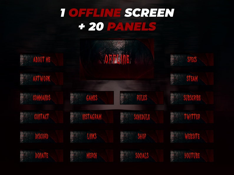 Horror Stream Overlay Package: Animated Twitch Design (digital Download ...