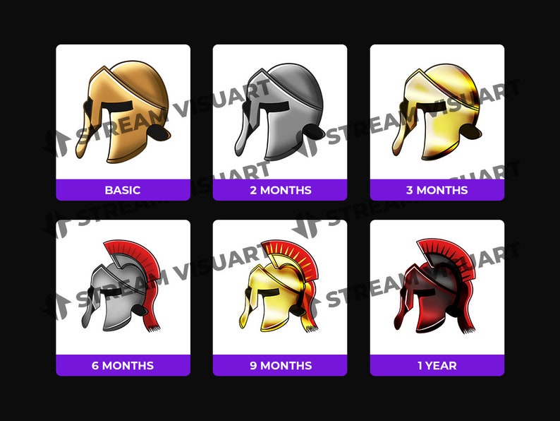 Spartan Helmet Twitch Sub Badges Greek Warrior Ancient Roman Battle ...