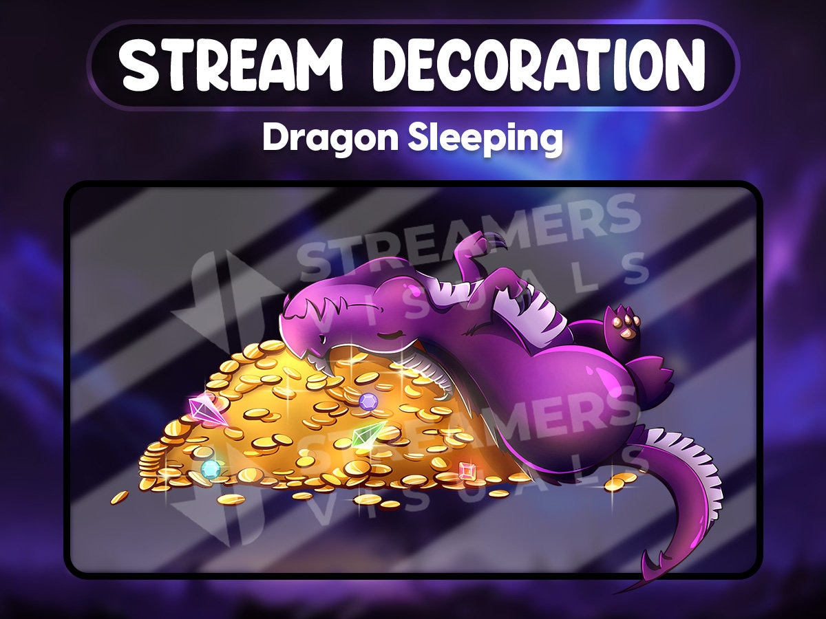 Dragon Sleeping Animated Stream Decoration Fantasy Magic Streamer Gift ...