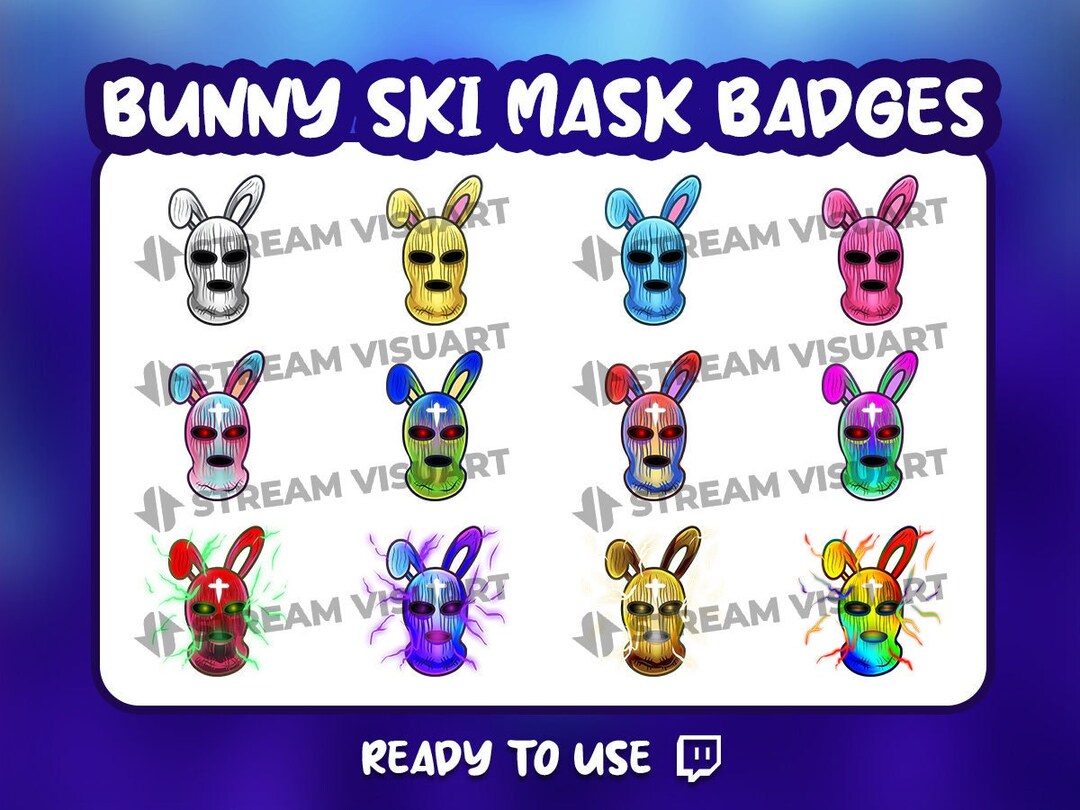 Bunny Ski Mask Twitch Sub Badges X12 Rabbit Hat Funny Winter Balaclava ...