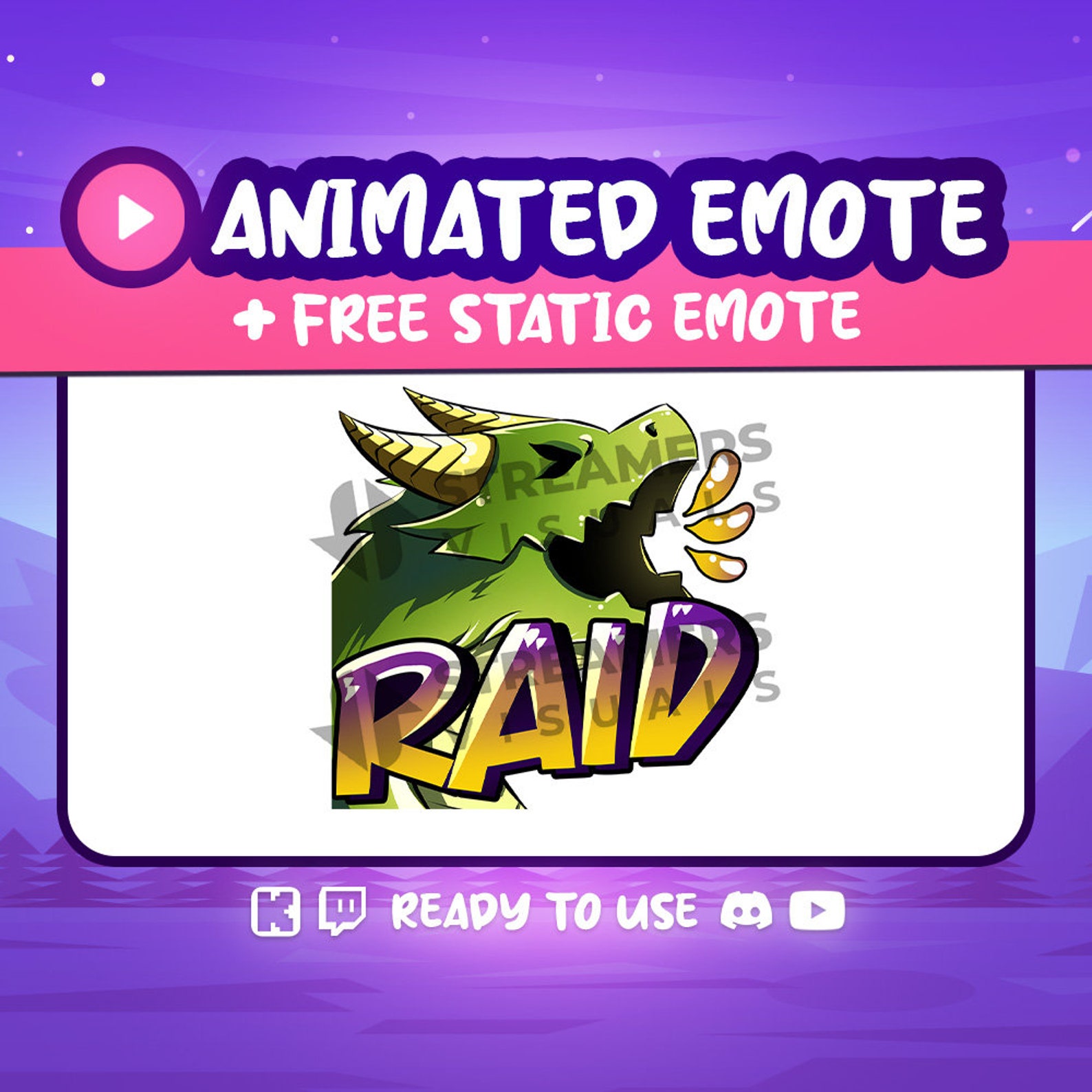RAID Dragon Animated Emote Twitch Emote Fantasy Wyvern Mystical ...