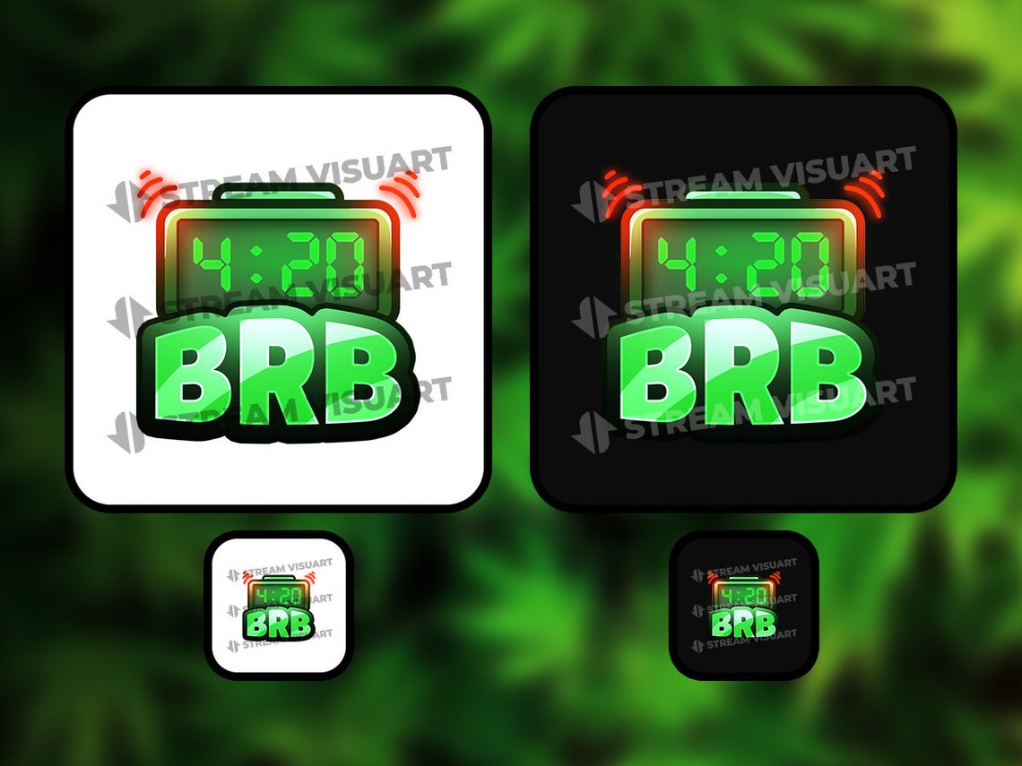 Weed Twitch Emotes Pack 6x Plant 420 High Blunt Sub Cat Green Cool BRB ...