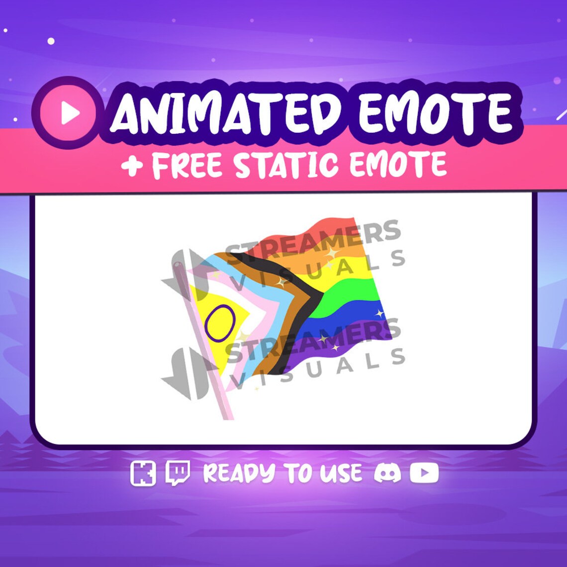 LGBTQIA+ Flag Animated Emote: Twitch, Discord, Kick - Etsy