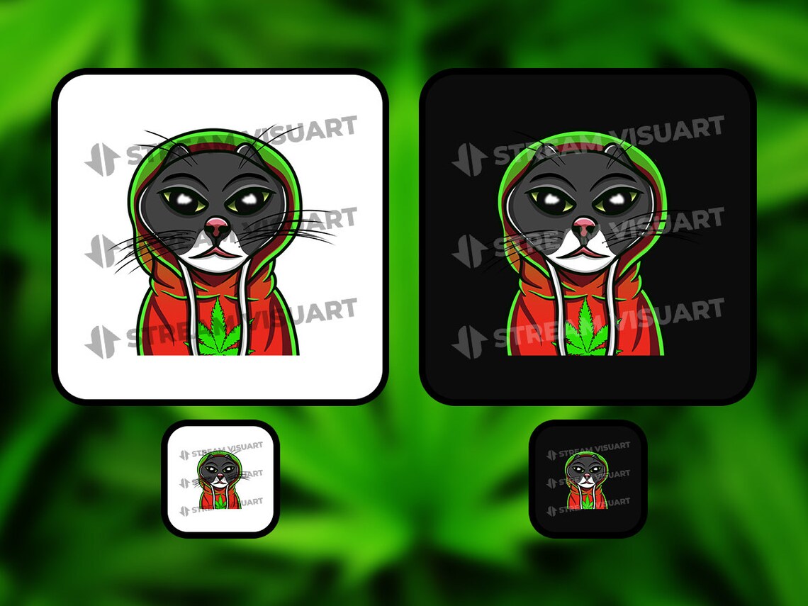 Weed Twitch Emotes Pack 6x Plant 420 High Blunt Stoned Green Cool Grass ...
