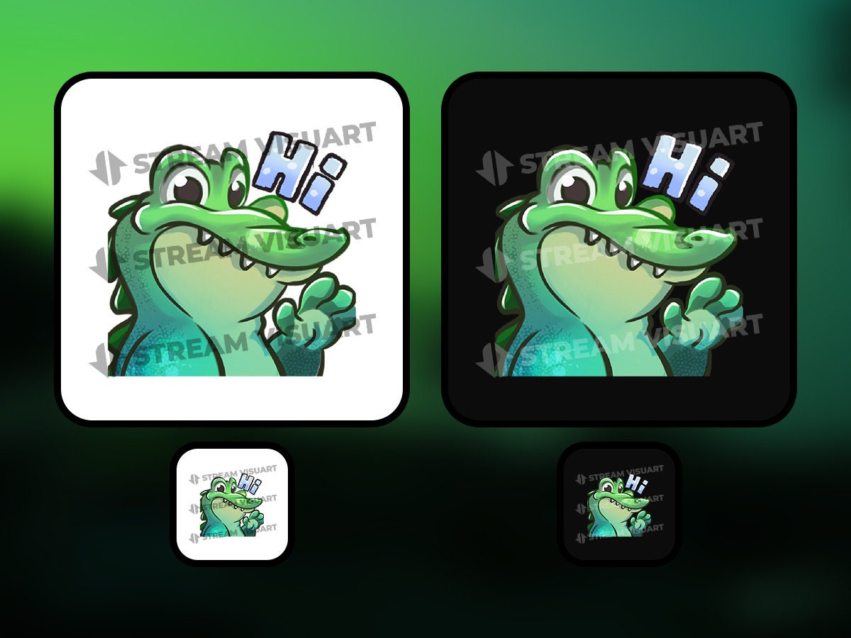 Crocodile Twitch Emotes Pack 6x Cute Green Animal Alligator - Etsy ...