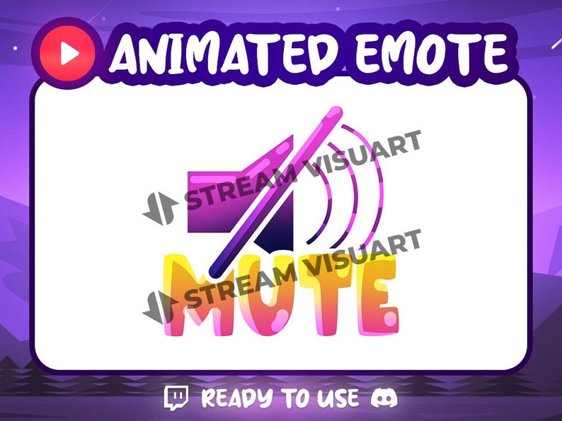 Mute Animated Emote Twitch Emotes Silence Quiet Soundless Hush - Etsy