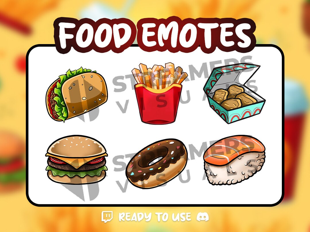 Food Twitch Emotes Pack 6x Fried Junk Guilty Pleasure Cheat Meal Fast ...