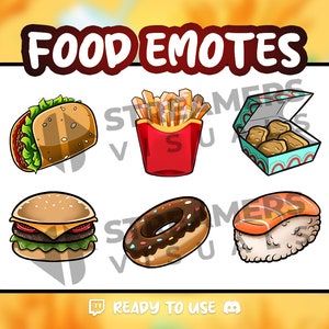 Food Twitch Emotes Pack 6x Fried Junk Guilty Pleasure Cheat Meal Fast ...