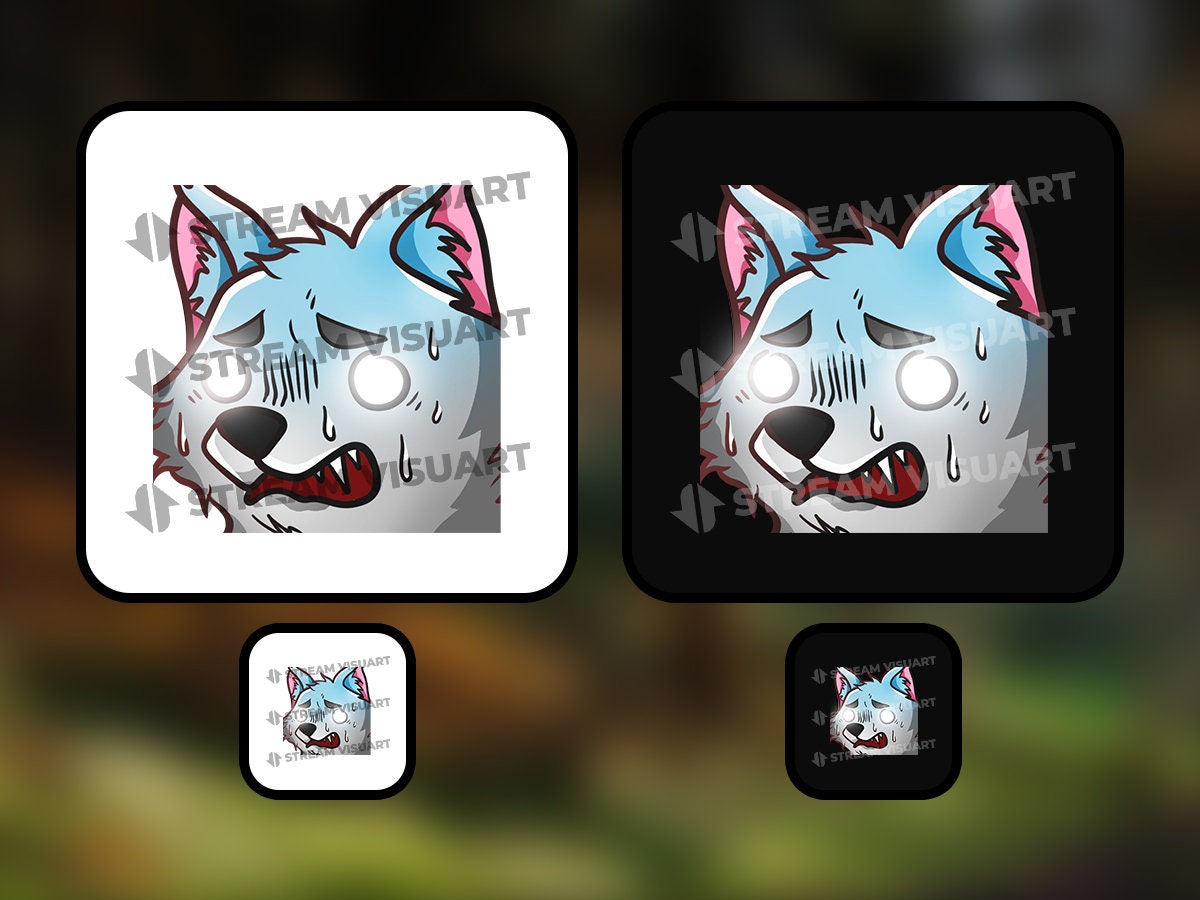 Wolf Twitch Emotes Pack 6x Cute Kawaii Animal Grey Dog Cool GG Hi Rage ...