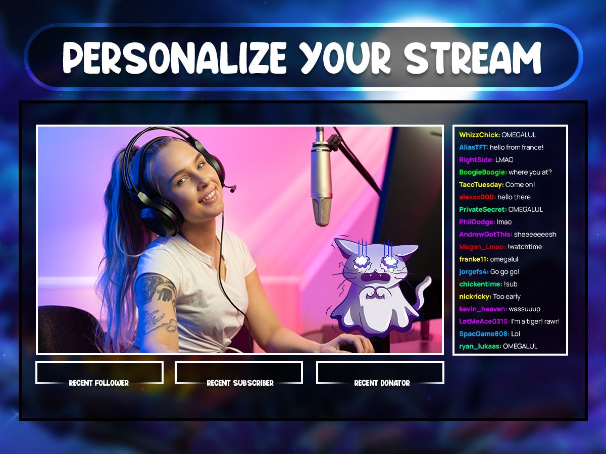 Ghost Cat Animated Stream Decoration Halloween Fear Spooky Streamer ...